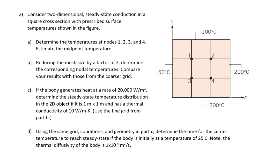 Solved 2) Consider two-dimensional, steady-state conduction | Chegg.com