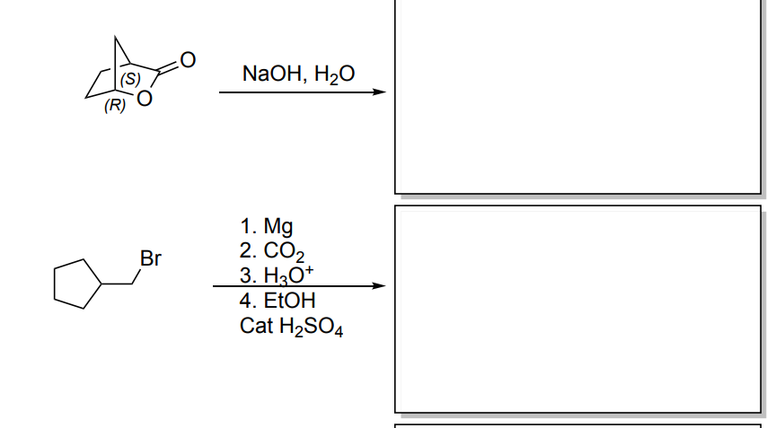 Solved NaOH, H2O Br 1. Mg 2. CO2 3. H30+ 4. EtOH Cat H2SO4 | Chegg.com
