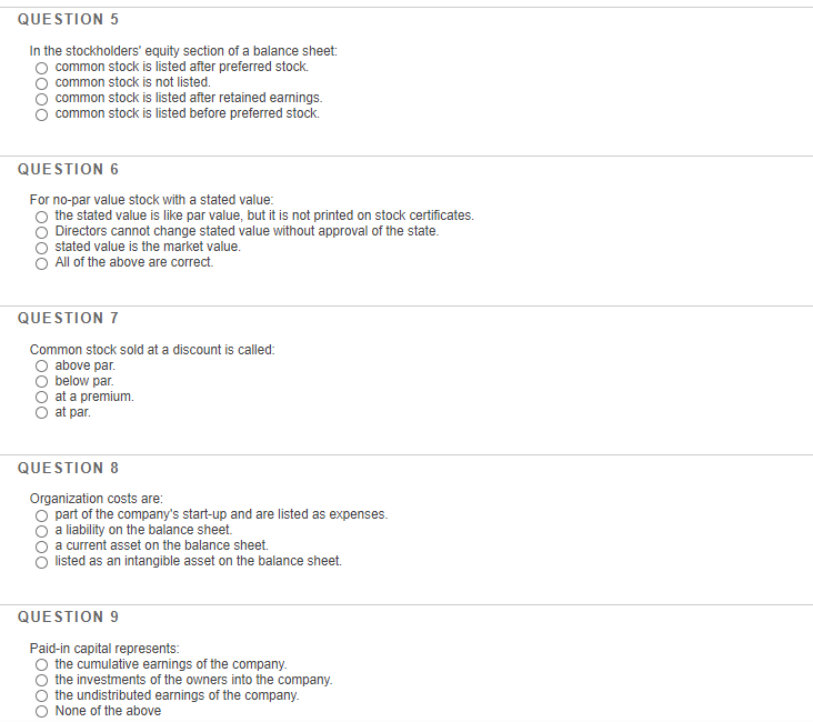 Solved QUESTION 5 In the stockholders' equity section of a | Chegg.com