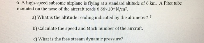 Solved A high-speed subsonic airplane is flying at a | Chegg.com