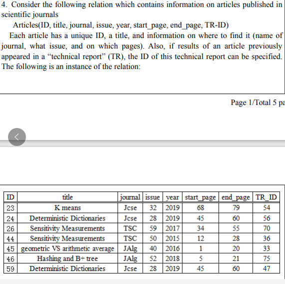 Solved 4. Consider the following relation which contains | Chegg.com