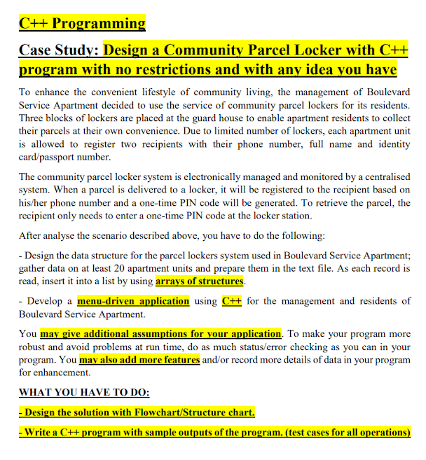 Solved C++ Programming Case Study: Design a Community Parcel | Chegg.com