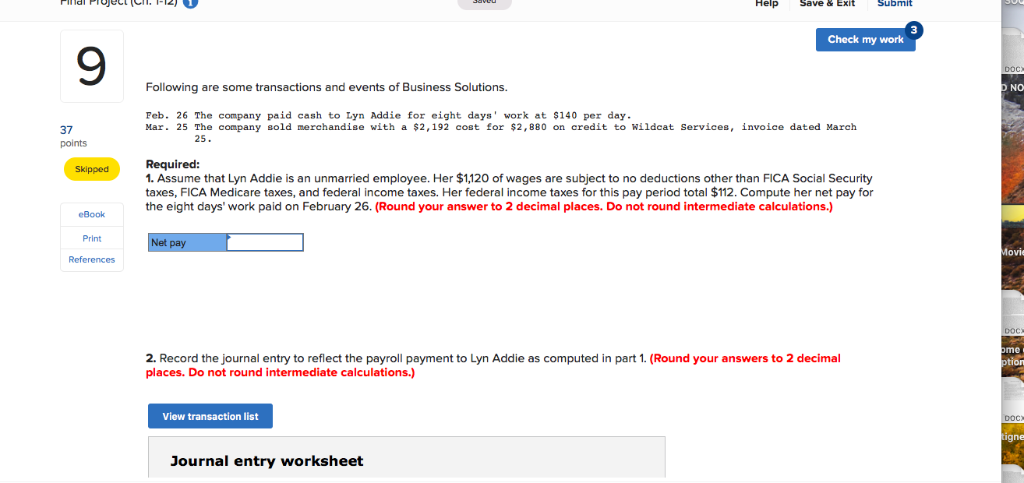 Solved Submit Help Save& Exit Check my work O NO Following | Chegg.com