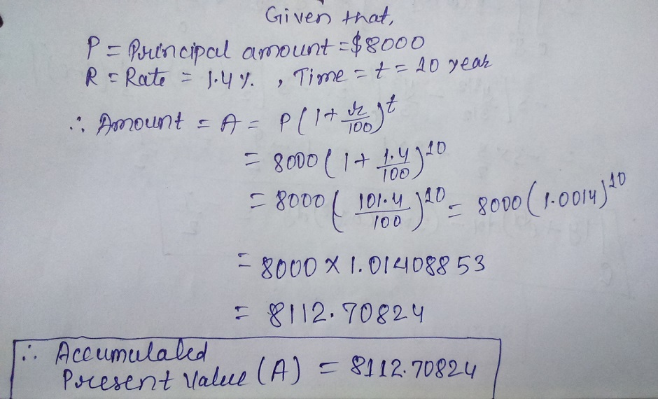 Solved Find the accumulated present value of an investment | Chegg.com