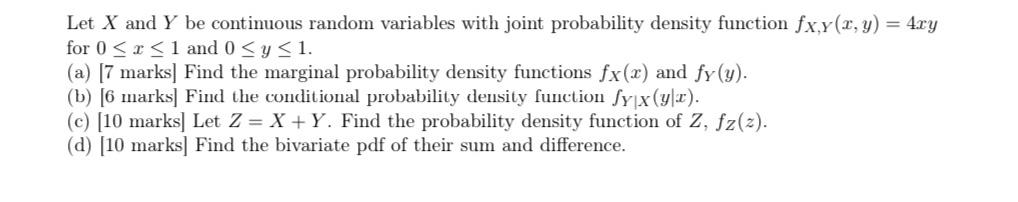 Solved Let X and Y be continuous random variables with joint | Chegg.com