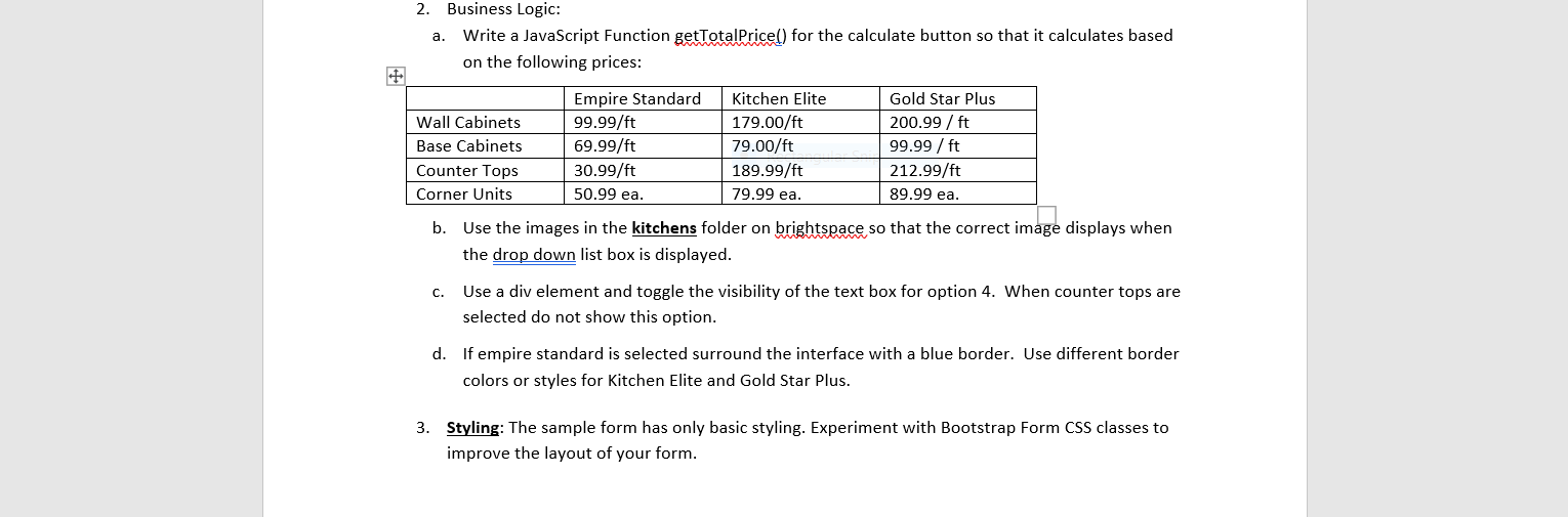 Solved Exercise: Kitchen Calculator 1. Create the following | Chegg.com