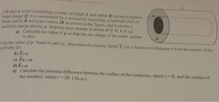 Solved (18 pts) A solid conducting cylinder of length L and | Chegg.com
