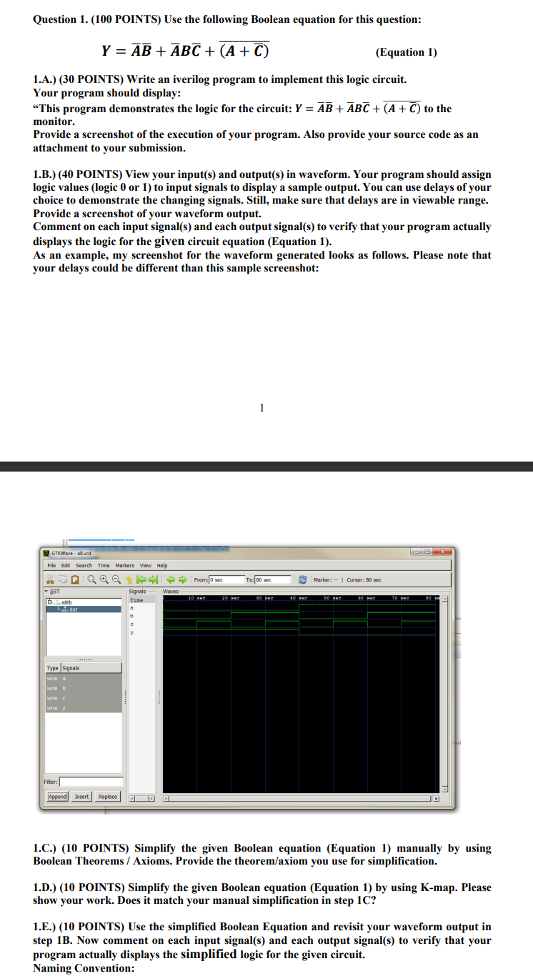 Question 1. (100 POINTS) Use the following Boolean | Chegg.com