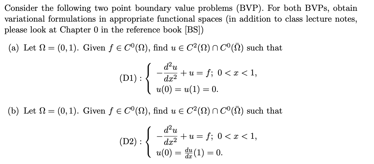 Consider the following two point boundary value | Chegg.com