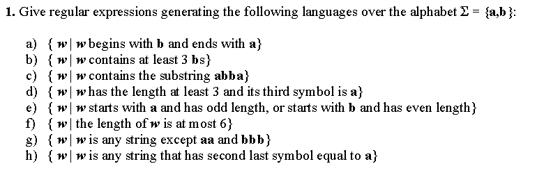 Solved 1. Give regular expressions generating the following | Chegg.com Solved 1. Give regular expressions generating the following | Chegg.com