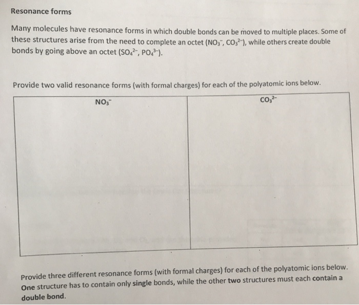 Solved Resonance forms Many molecules have resonance forms | Chegg.com