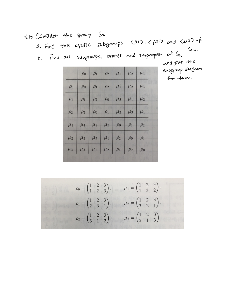 Solved #18. Consider the Group S3. a. Find the cyclic | Chegg.com