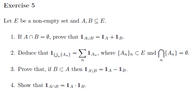 Solved Let E be a non-empty set and A,B⊆E. 1. If A∩B=∅, | Chegg.com