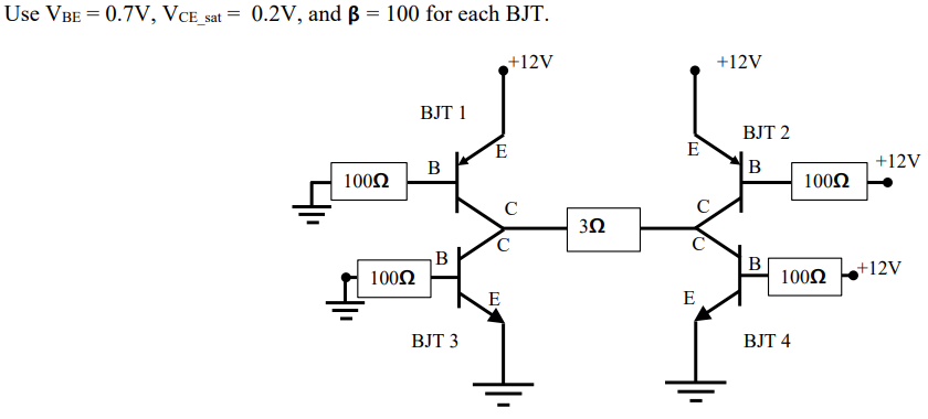 Solved H-bridge, made using 4 BJTs, has to switch coils of | Chegg.com