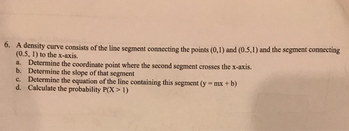 Solved 6. A density curve consists of the ine segment | Chegg.com
