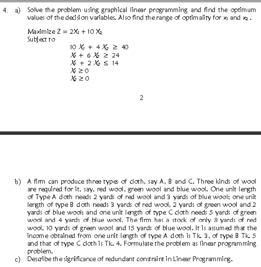 Solved 4. a) Solve the problem using graphical linear | Chegg.com