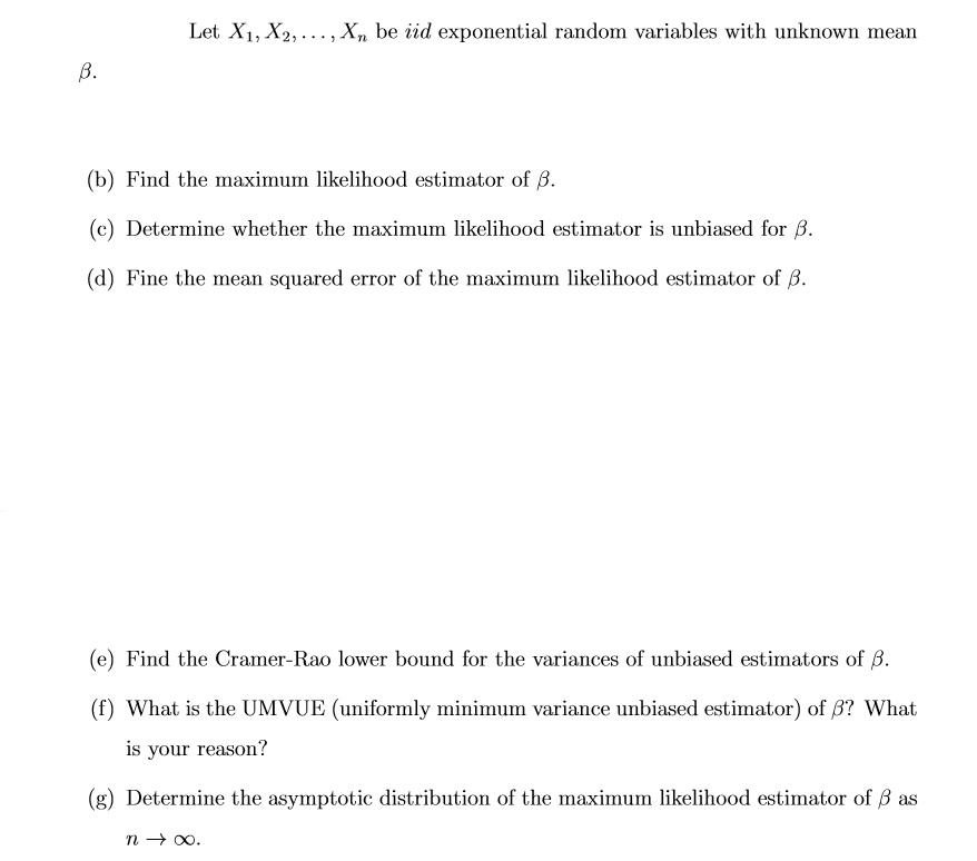 Solved Let X1, X2, ..., Xn be iid exponential random | Chegg.com