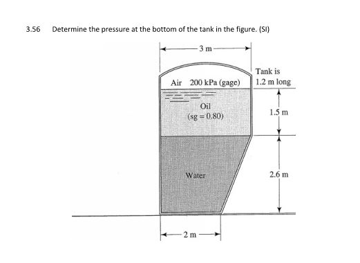 Solved 3.56 Determine the pressure at the bottom of the tank | Chegg.com