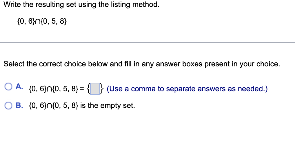Solved Write the resulting set using the listing method. | Chegg.com