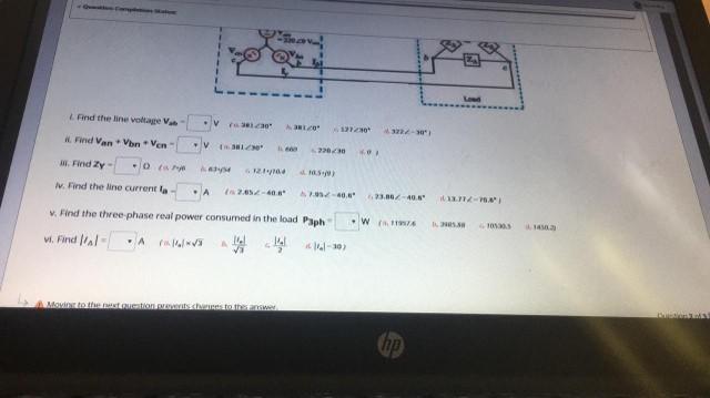 Solved A Balanced Three Phase Y Connected Source With An