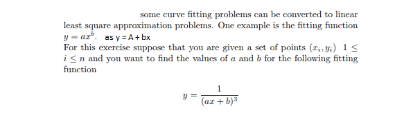 Solved some curve fitting problems can be converted to | Chegg.com