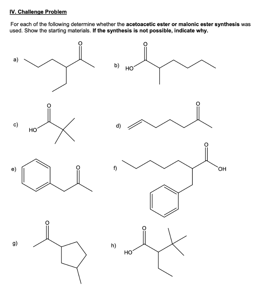 Solved IV. Challenge Problem For each of the following | Chegg.com