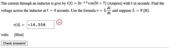 Solved The current through an inductor is give by | Chegg.com