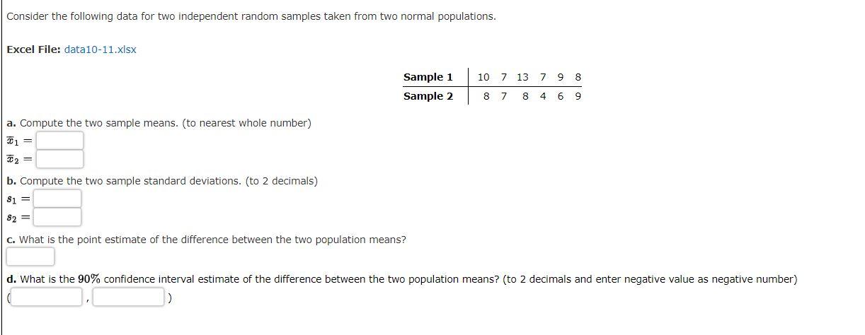 Solved Consider the following results for independent random | Chegg.com