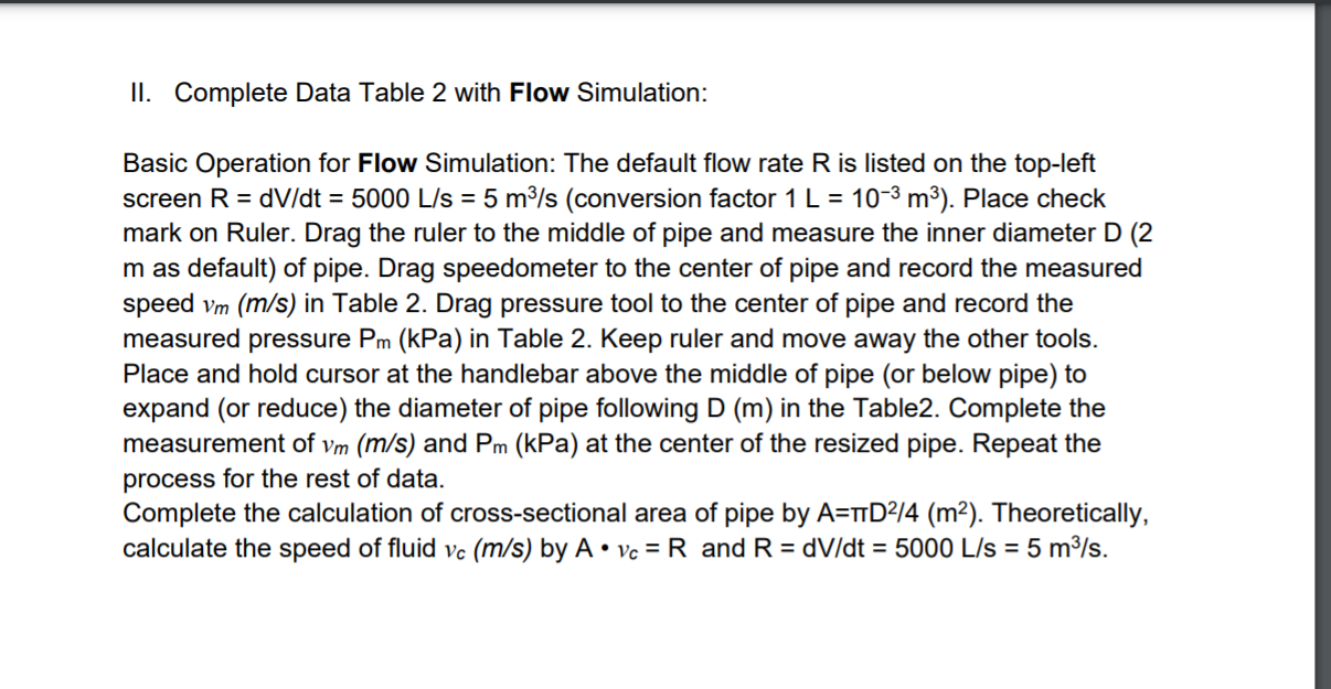 Solved II. Complete Data Table 2 with Flow Simulation: Basic | Chegg.com