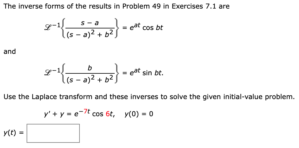 Solved The inverse forms of the results in Problem 49 in | Chegg.com
