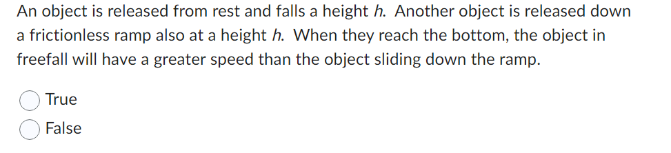 Solved An object is released from rest and falls a height h. | Chegg.com