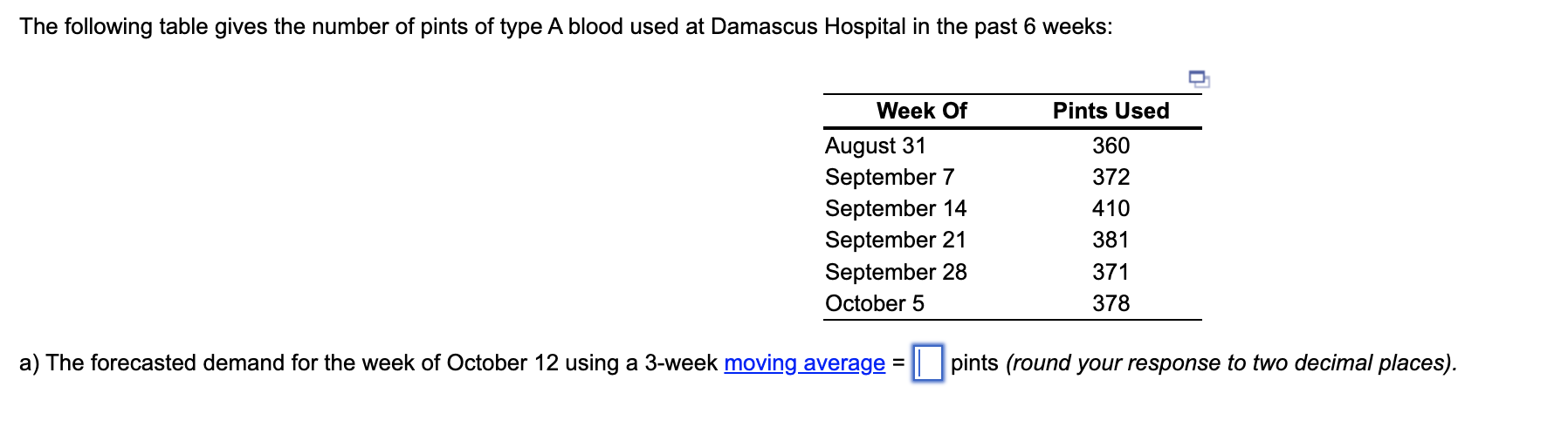 Solved The following table gives the number of pints of type | Chegg.com