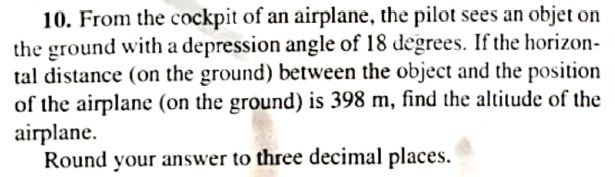 Solved From the cockpit of an airplane, the pilot sees an | Chegg.com