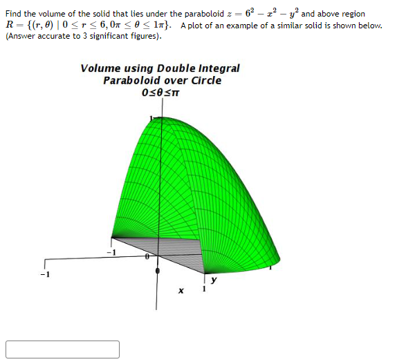 Solved Find the volume of the solid that lies under the | Chegg.com