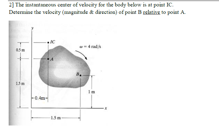 Solved 2] The instantaneous center of velocity for the body | Chegg.com