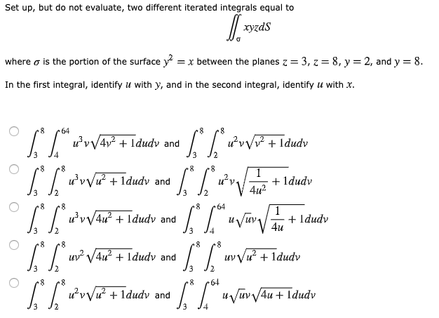 Solved Set up, but do not evaluate, two different iterated | Chegg.com