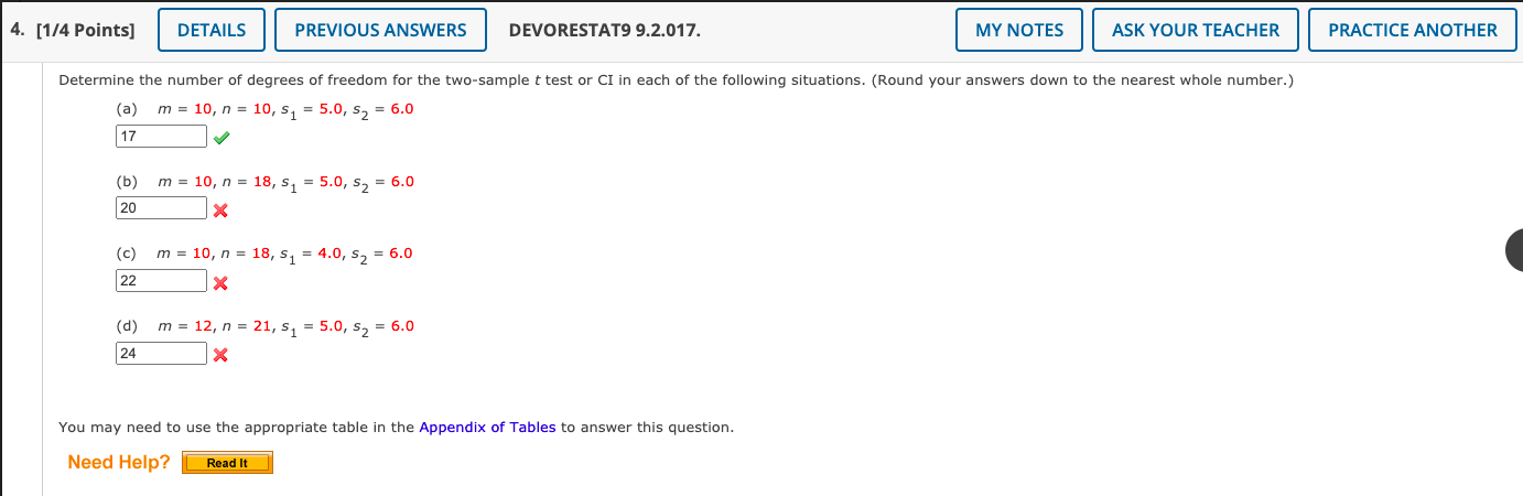 Solved 4. [1/4 points) DETAILS PREVIOUS ANSWERS DEVORESTAT9 | Chegg.com