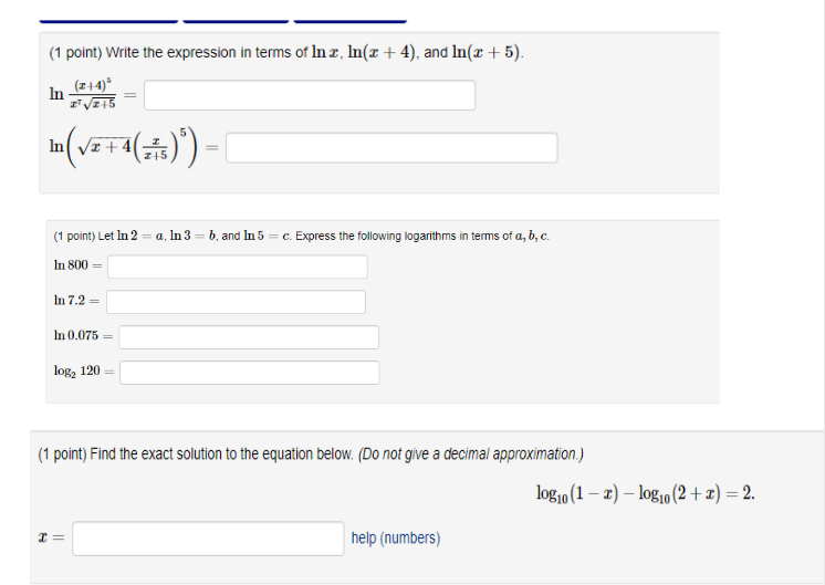 Solved (1 point) Write the expression in terms of | Chegg.com