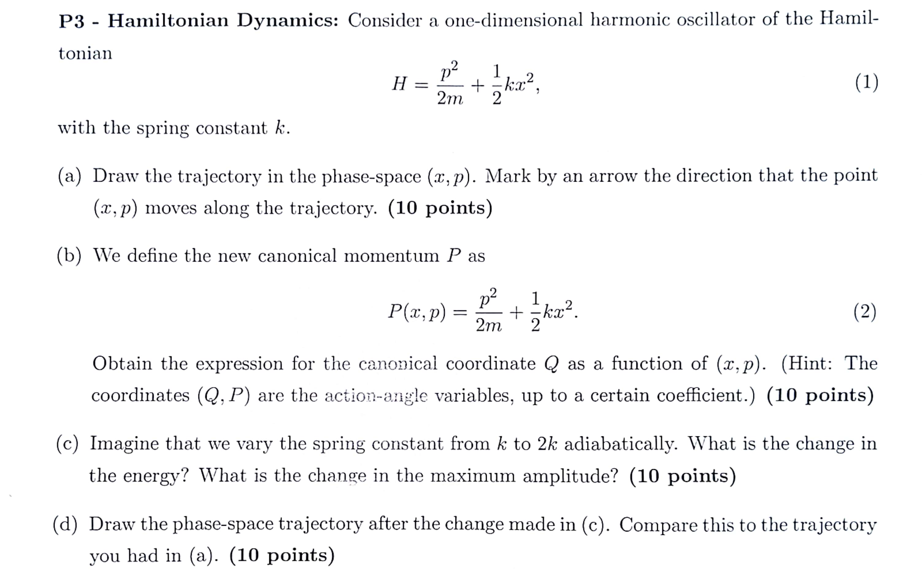 Solved P3 - Hamiltonian Dynamics: Consider a one-dimensional | Chegg.com