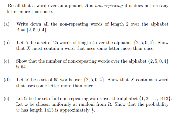 Solved Recall that a word over an alphabet A is | Chegg.com