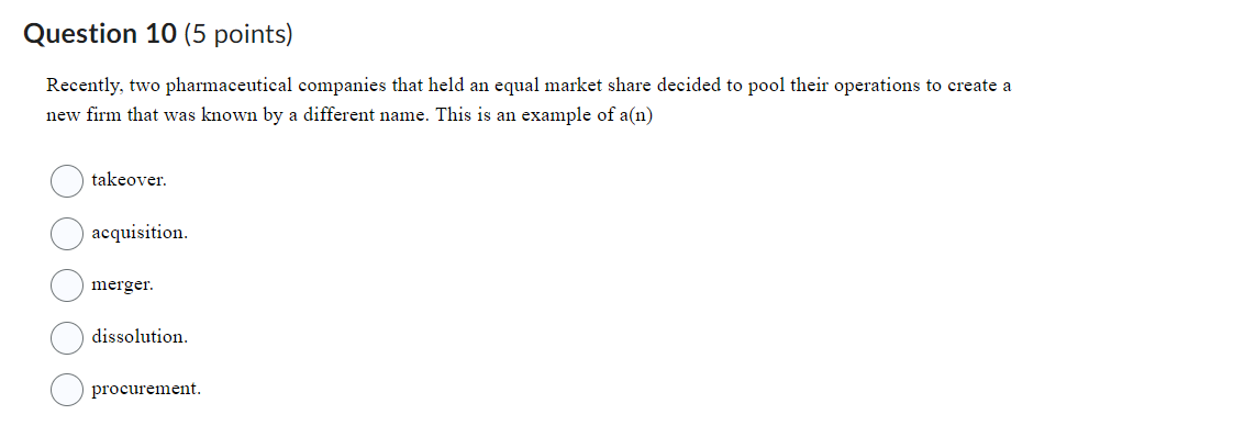 Solved Question 10 (5 ﻿points)Recently, two pharmaceutical | Chegg.com