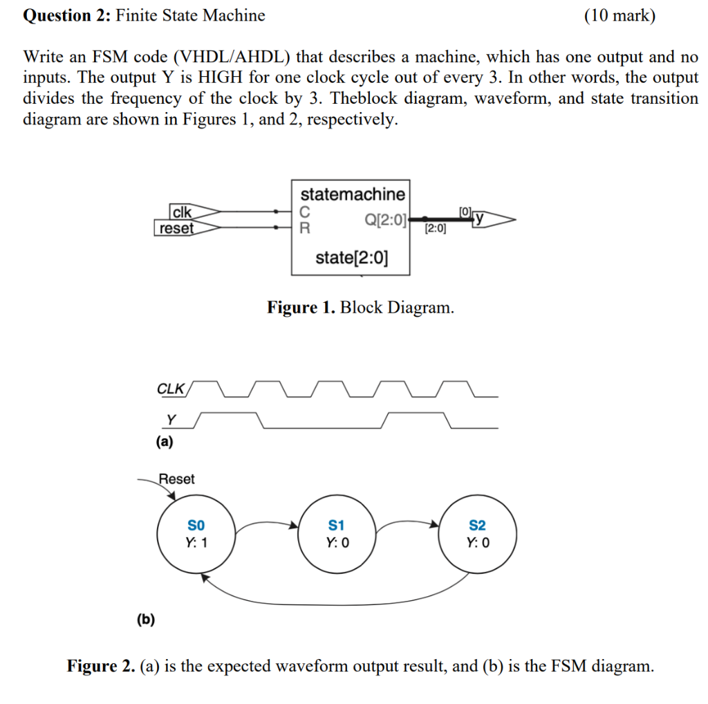 Solved Question 2: Finite State Machine (10 mark) Write an | Chegg.com