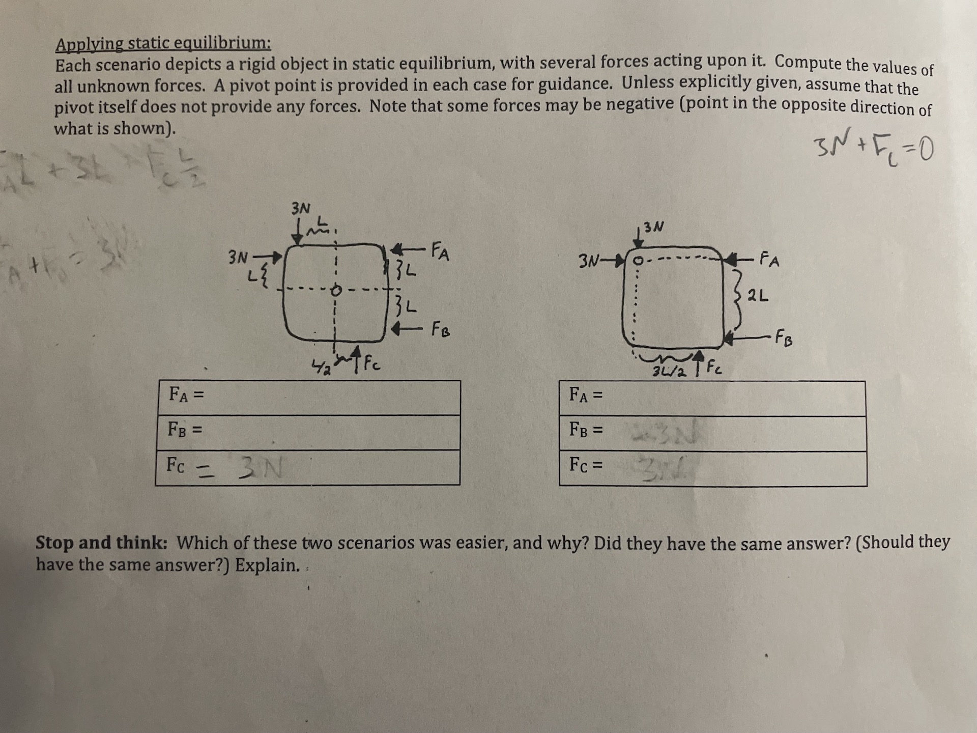 Solved Applying static equilibrium: Each scenario depicts a | Chegg.com