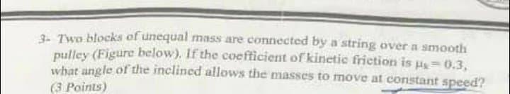 3. Two blocks of unequal mass are connected by a | Chegg.com