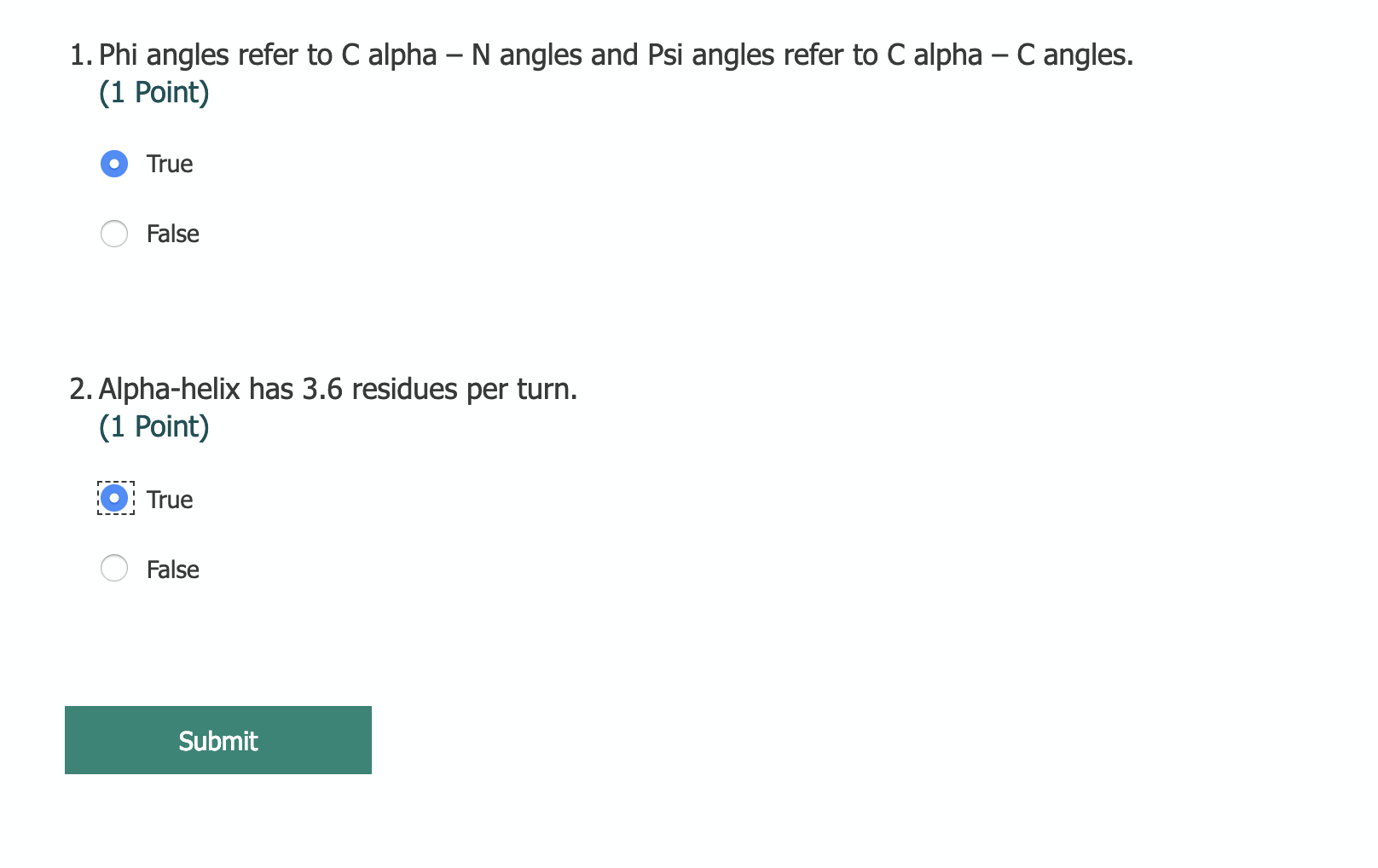 Solved 1. Phi angles refer to C alpha - N angles and Psi | Chegg.com