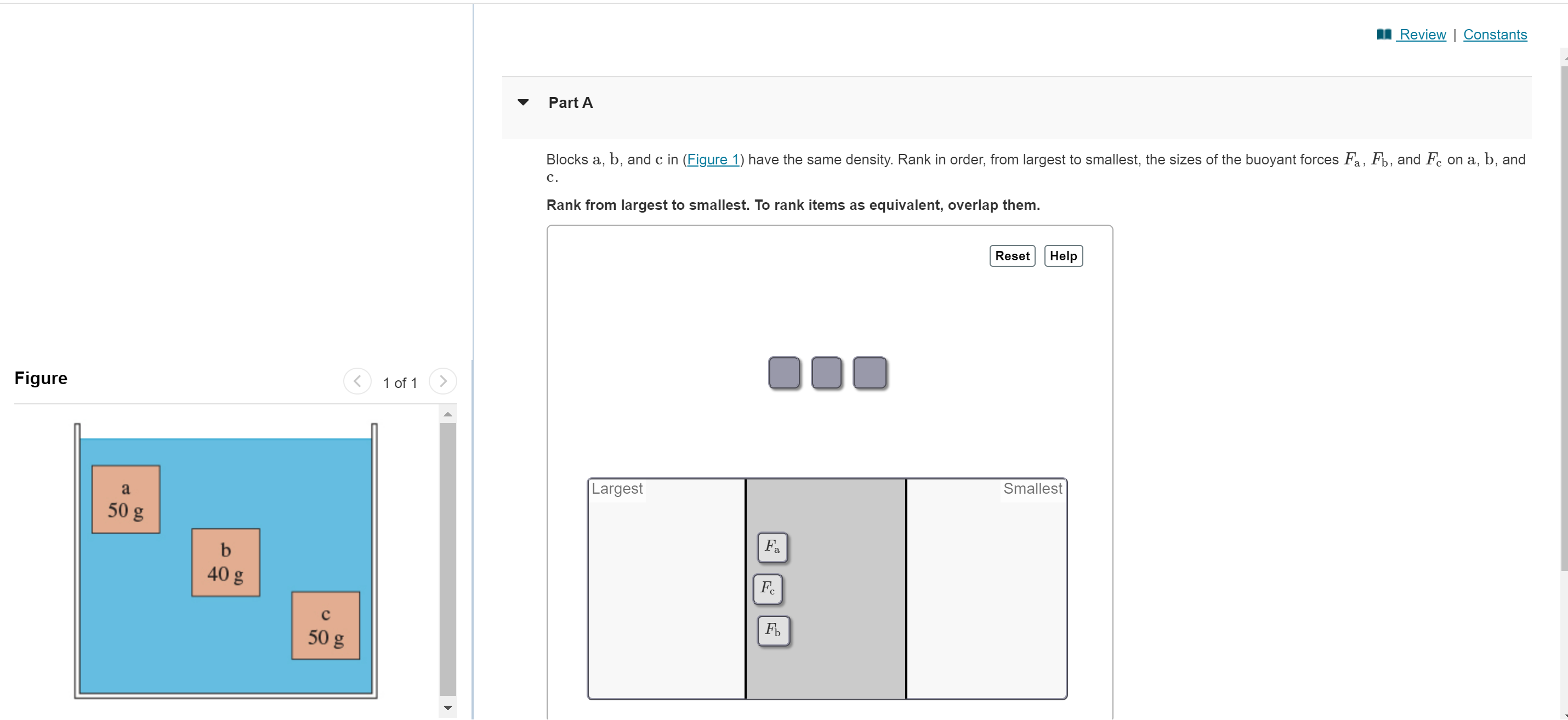 Solved Blocks a, b, and c in (Figure 1) have the same | Chegg.com