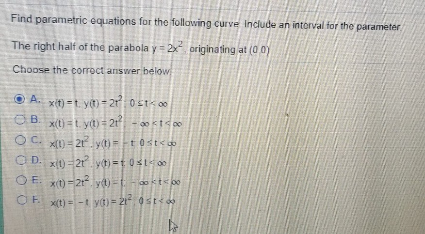 Solved Find parametric equations for the following curve | Chegg.com