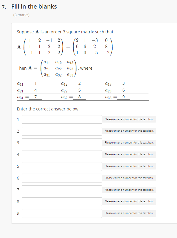 Solved 7. Fill in the blanks (3 marks) Suppose A is an order | Chegg.com