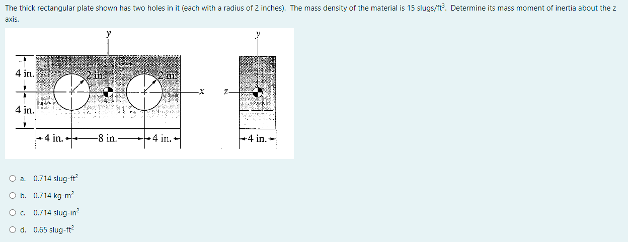 Solved The thick rectangular plate shown has two holes in it | Chegg.com