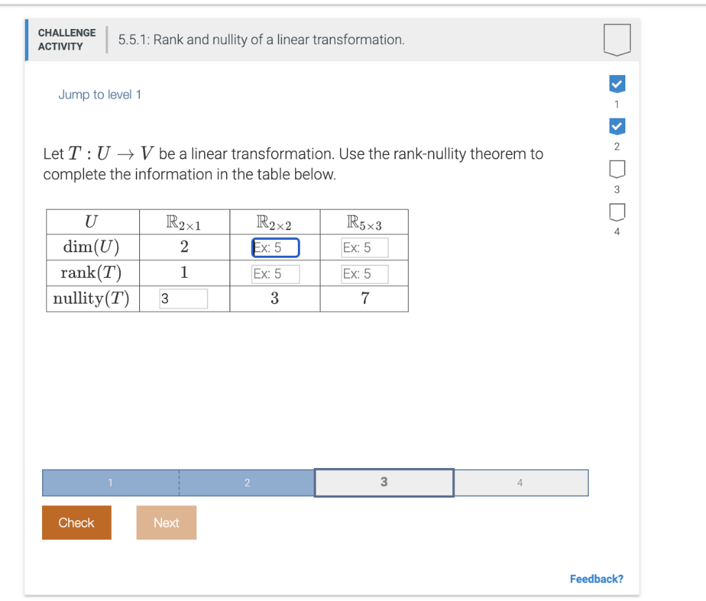 Solved CHALLENGE ACTIVITY 5.5.1: Rank and nullity of a | Chegg.com